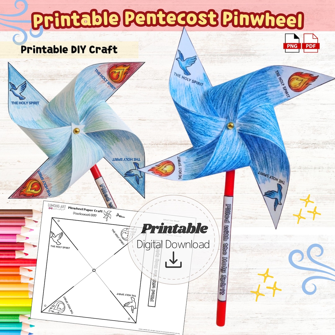 Pentecost Pinwheel Craft for Kids | Holy Spirit Bible Activity | Sunday ...