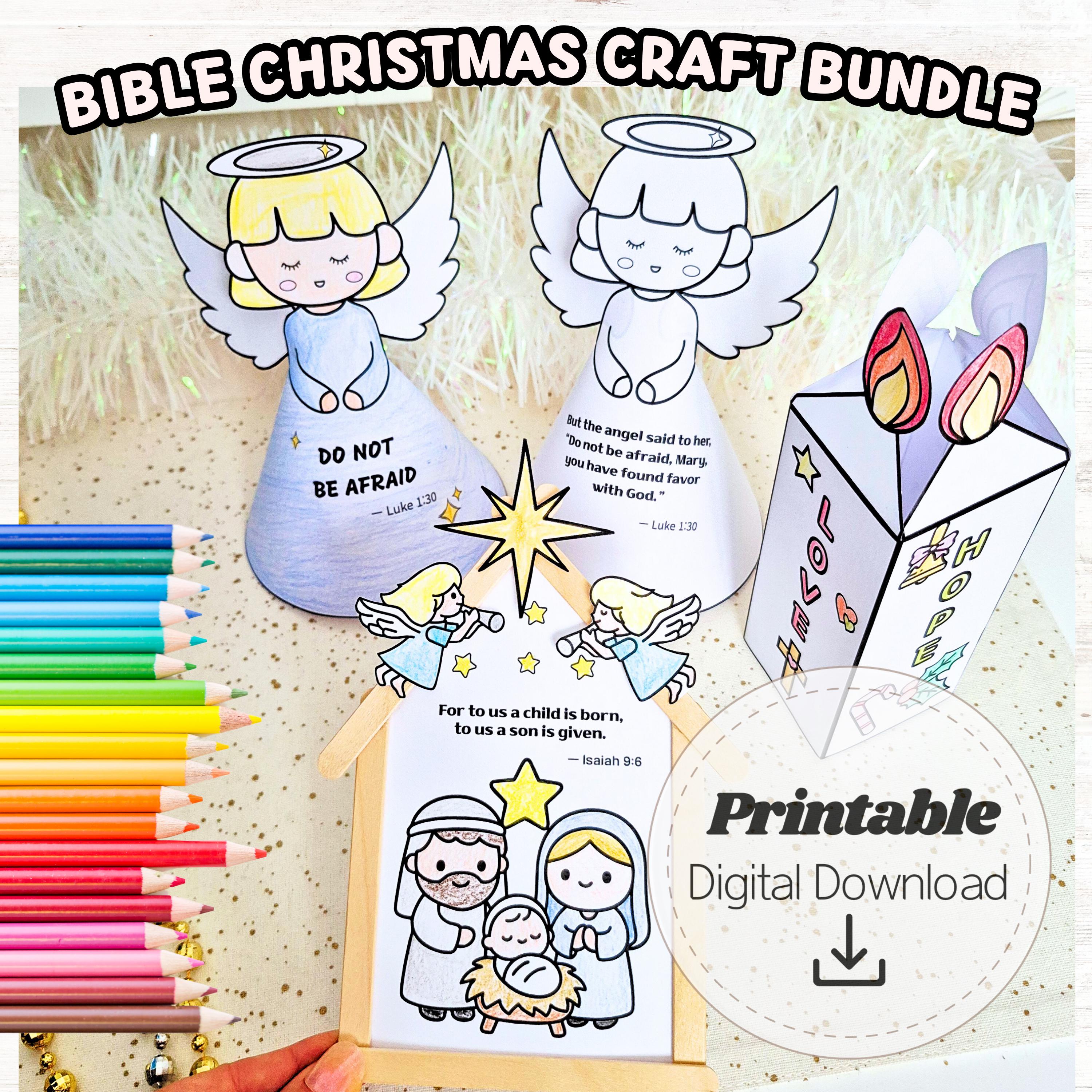Bible Christmas Craft Bundle for Kids — Angel Cone Craft, Nativity ...