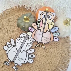 Printable Thankful Turkey Craft | Thanksgiving Foldable Coloring ...
