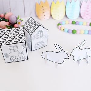 Easter Bunny House Template Printable 3D Paper Craft DIY Easter ...