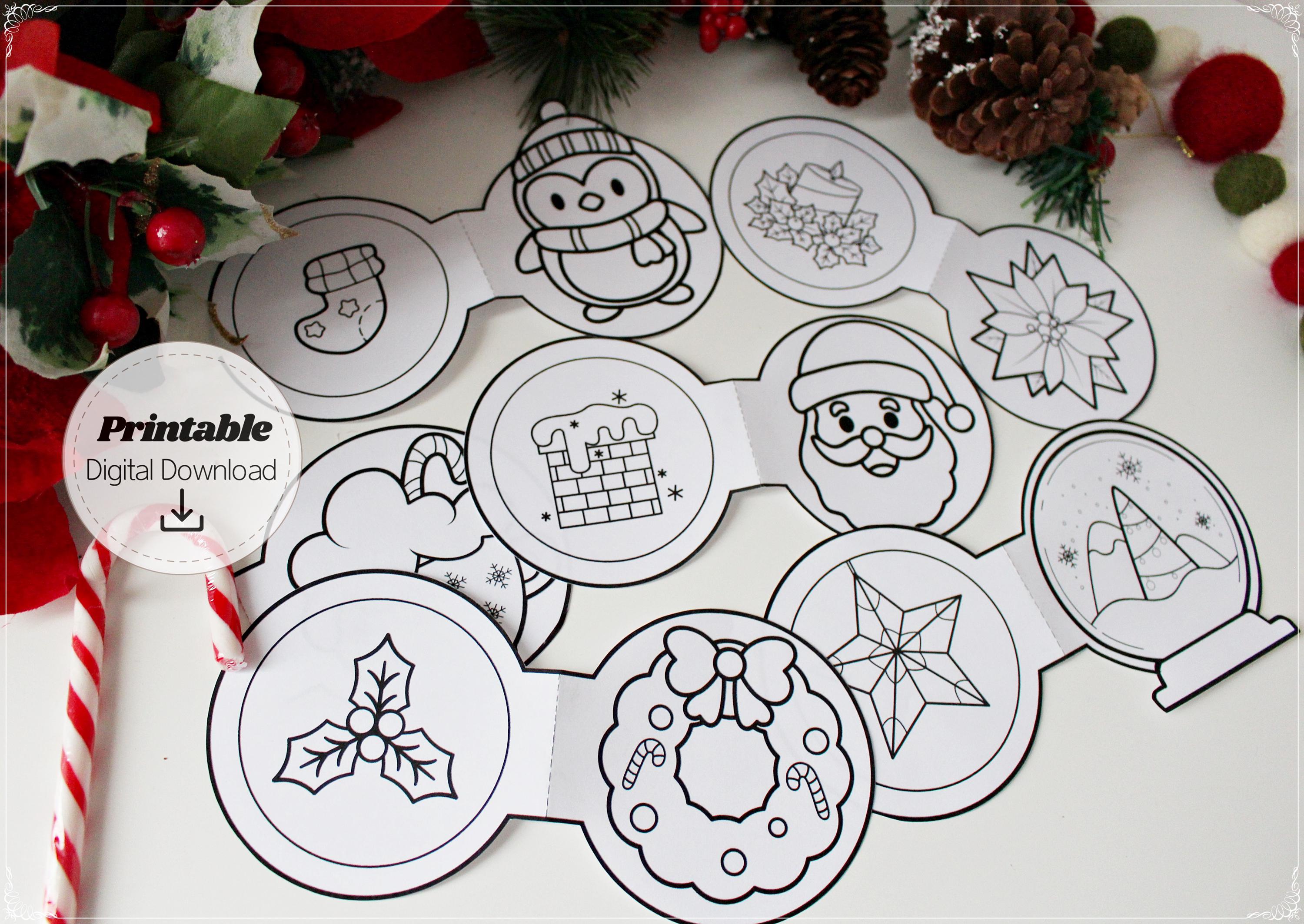 Printable Christmas Coloring Cards DIY Kids Craft Card Activity Holiday ...