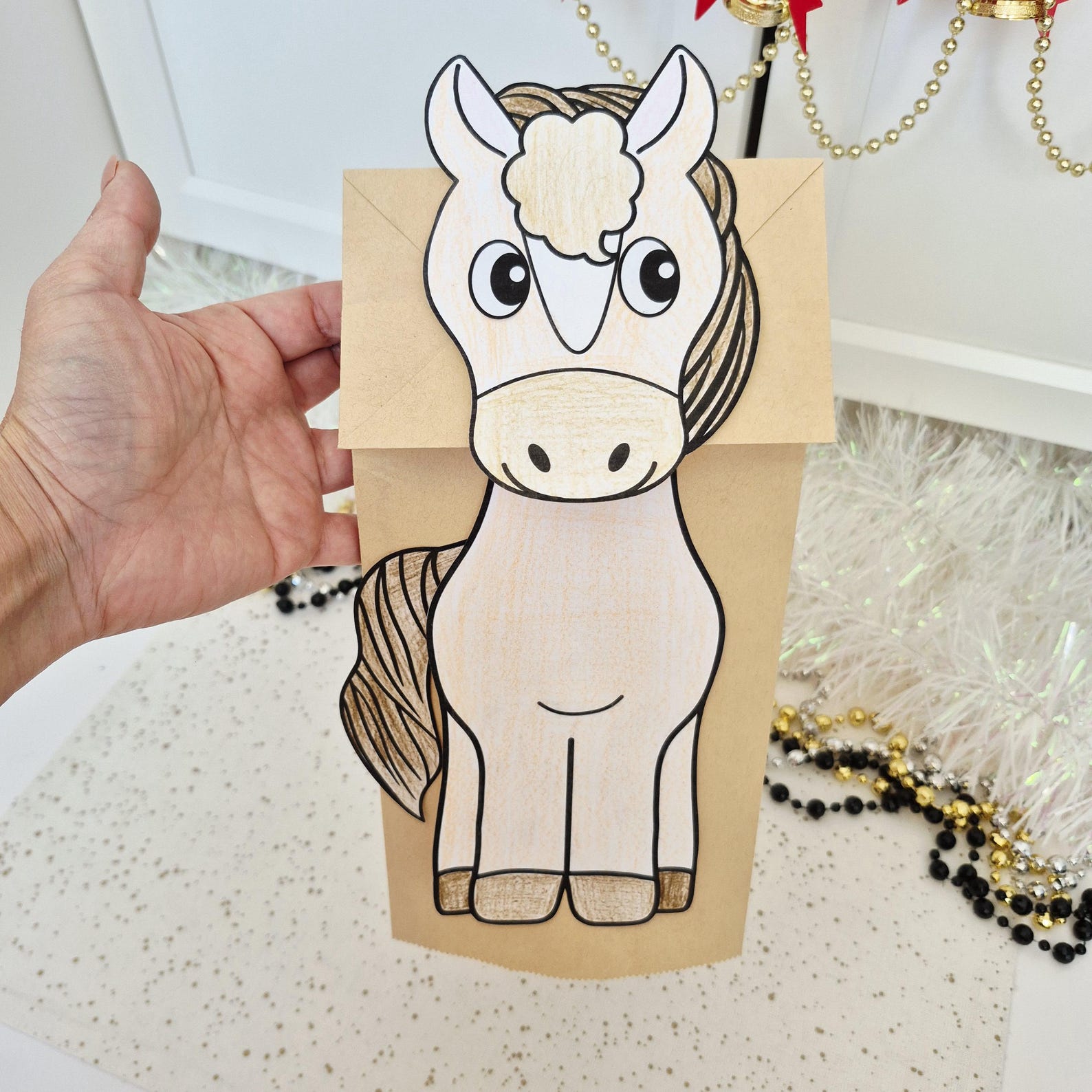 Paper Bag Horse Craft Printable, 2026 Year of the Horse Paper Bag ...
