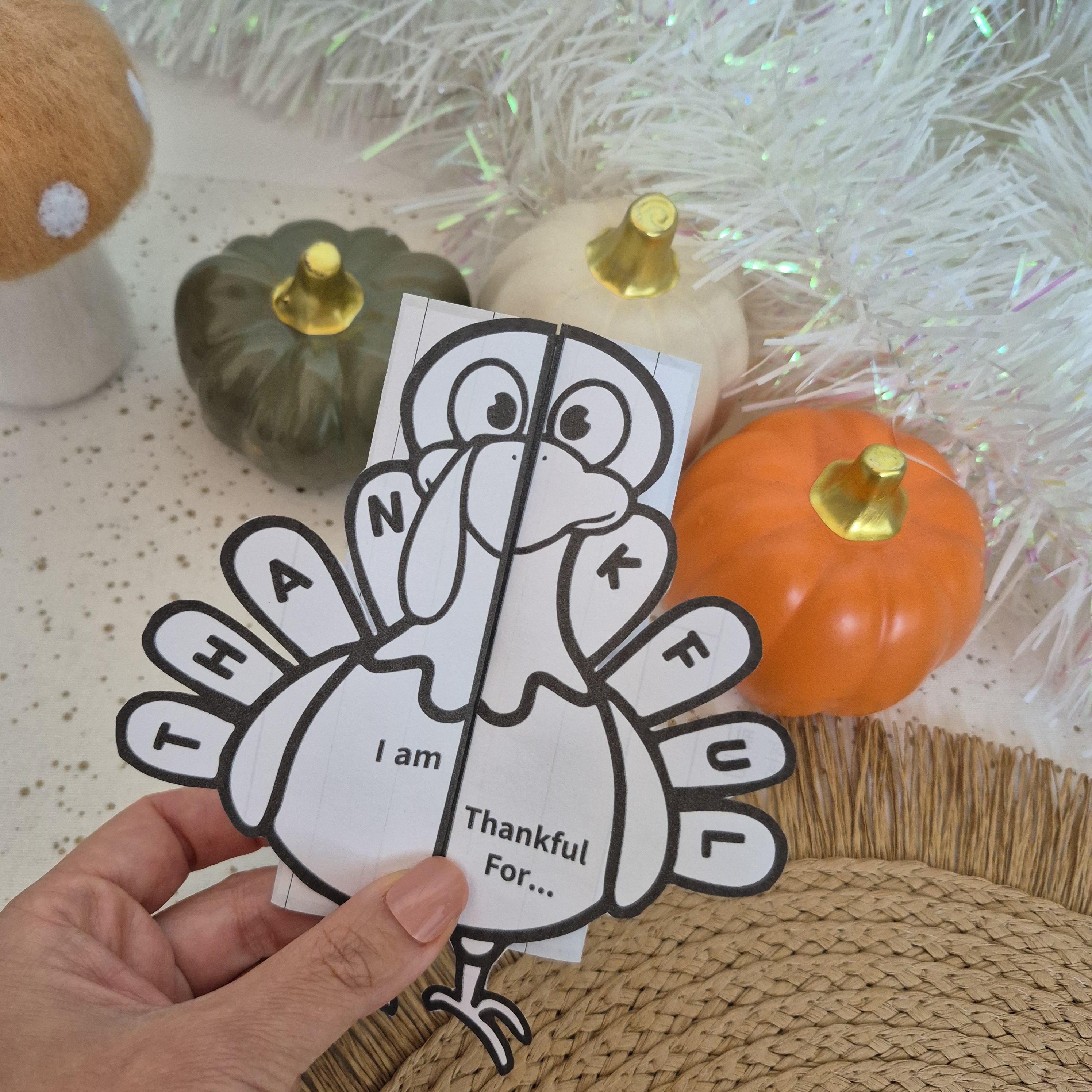Printable Thankful Turkey Craft | Thanksgiving Foldable Coloring ...