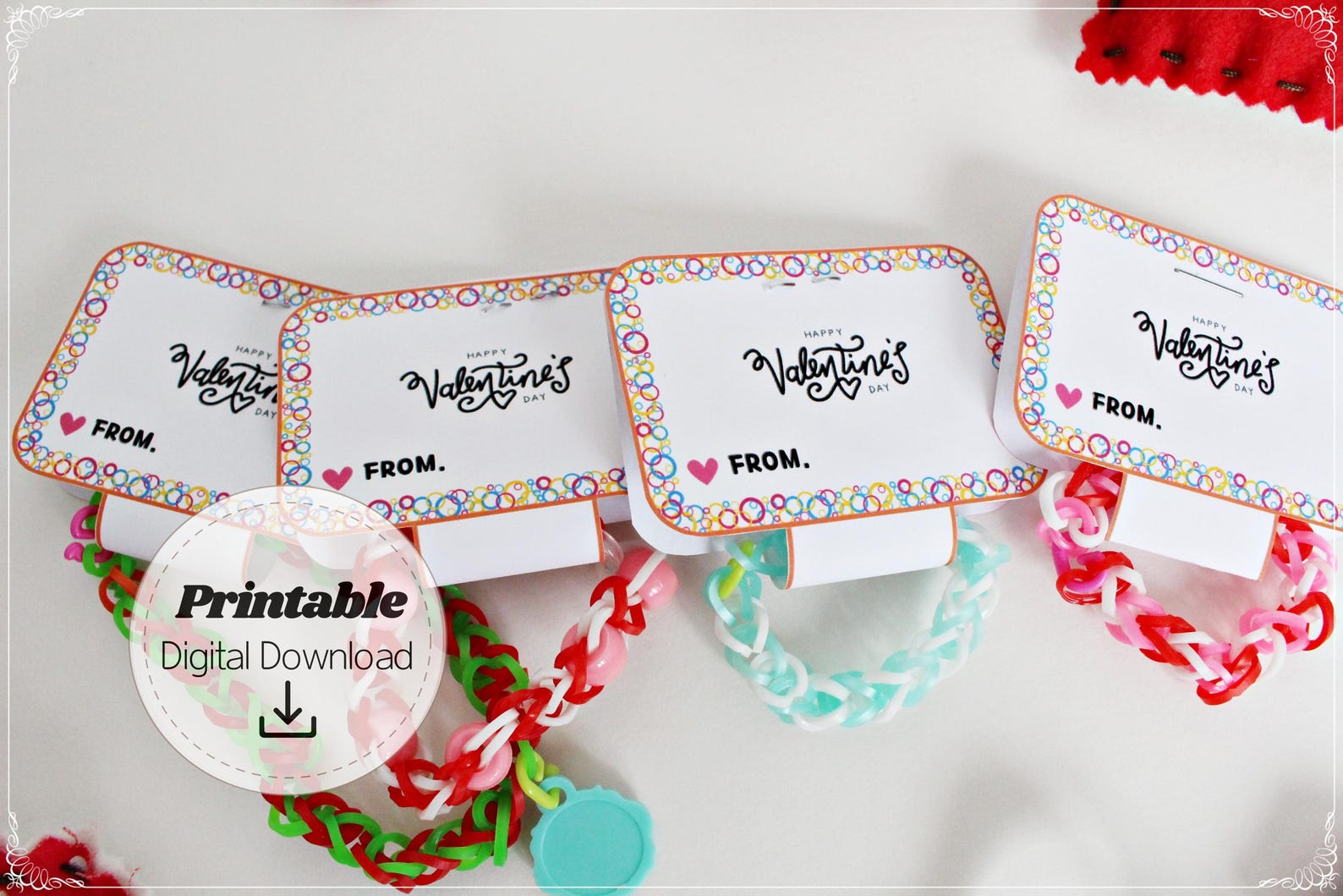 Friendship Bracelets Valentine's Day Card Printable DIY Loom Bracelet ...