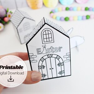 Easter Bunny House Template Printable 3D Paper Craft DIY Easter ...