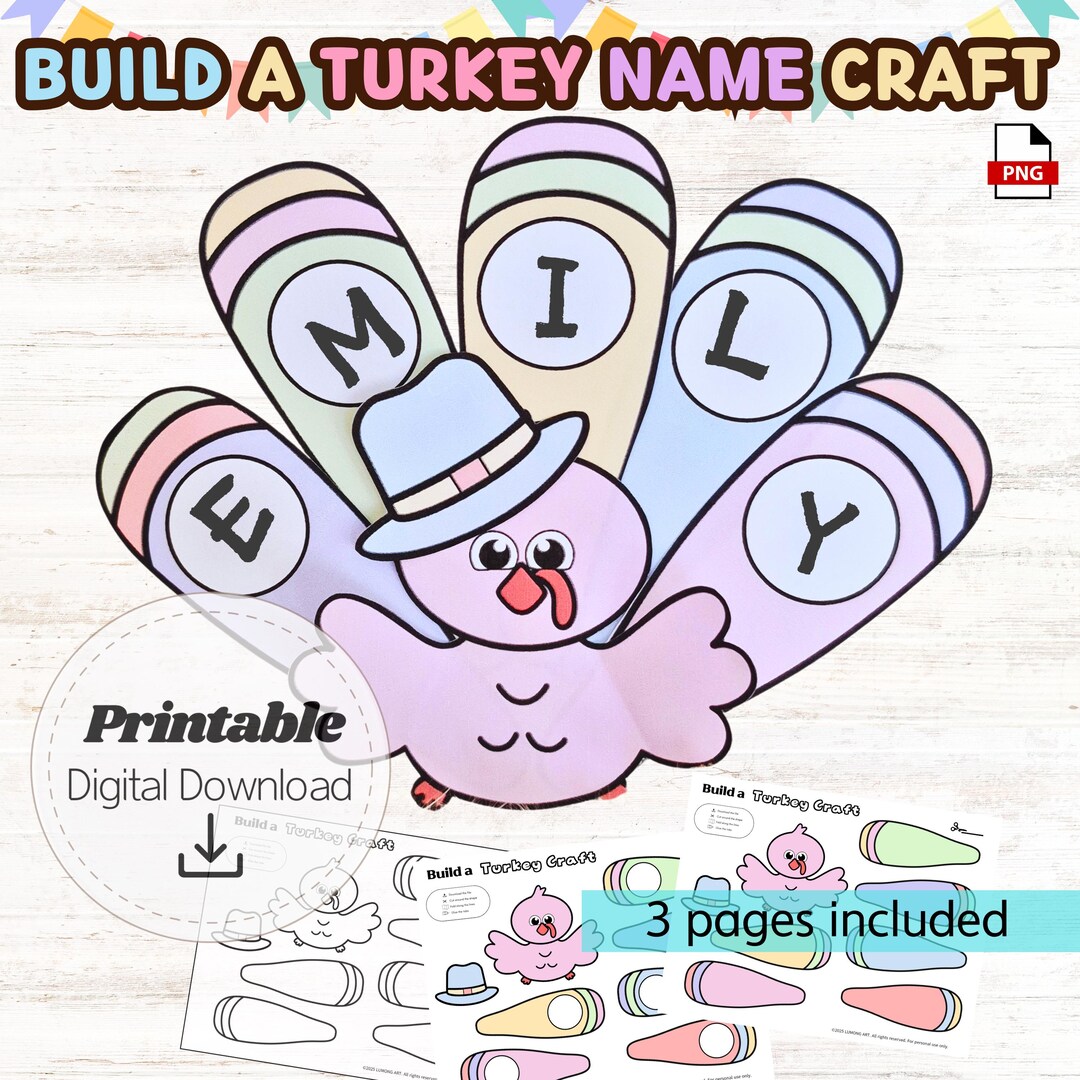 Build a Turkey Name Craft | Thanksgiving Name Activity for Kids ...