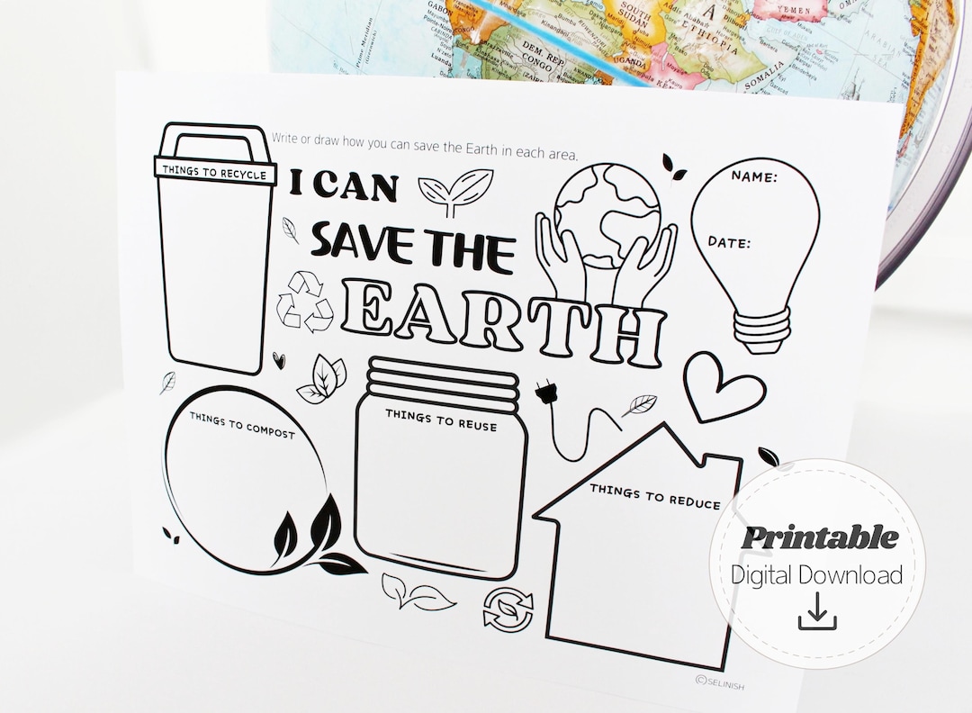 Earth Day Activity Worksheet Printable Save the Earth Kids Recycling ...