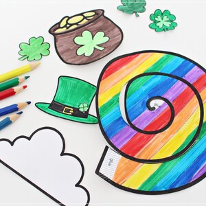 St Patrick's Day Pot of Gold Rainbow 3D Mobile Craft Template Kids DIY ...