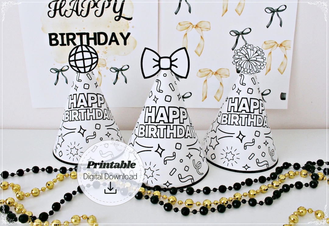 Art Craft Birthday Party Cone Hat DIY Birthday Paper Hat Printable ...