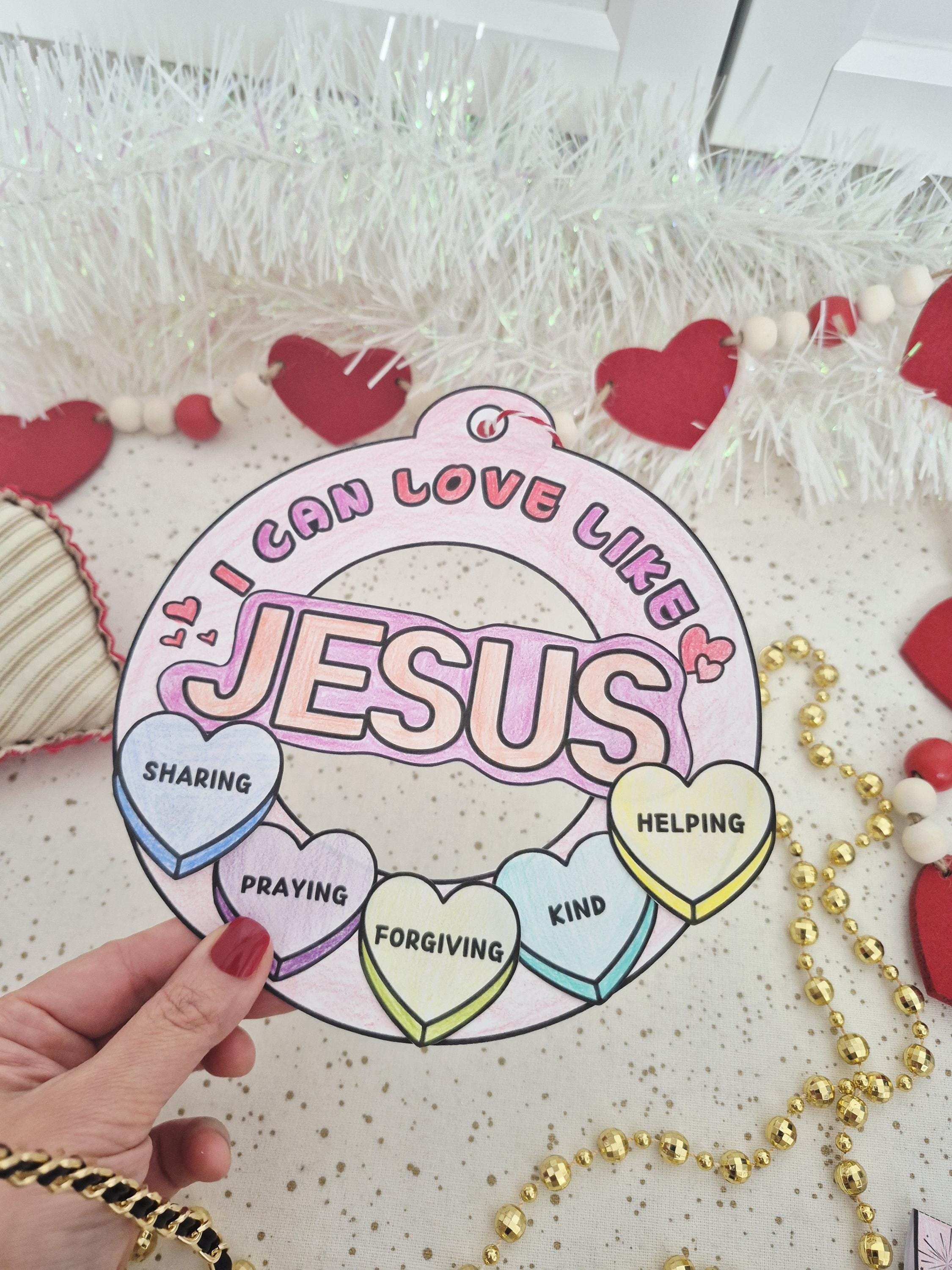 Love Like Jesus Valentine Wreath Craft for Kids, Sunday School Bible ...