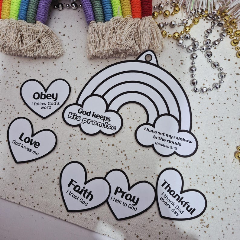 God’s Promise Rainbow Mobile Craft Printable Christian Coloring ...