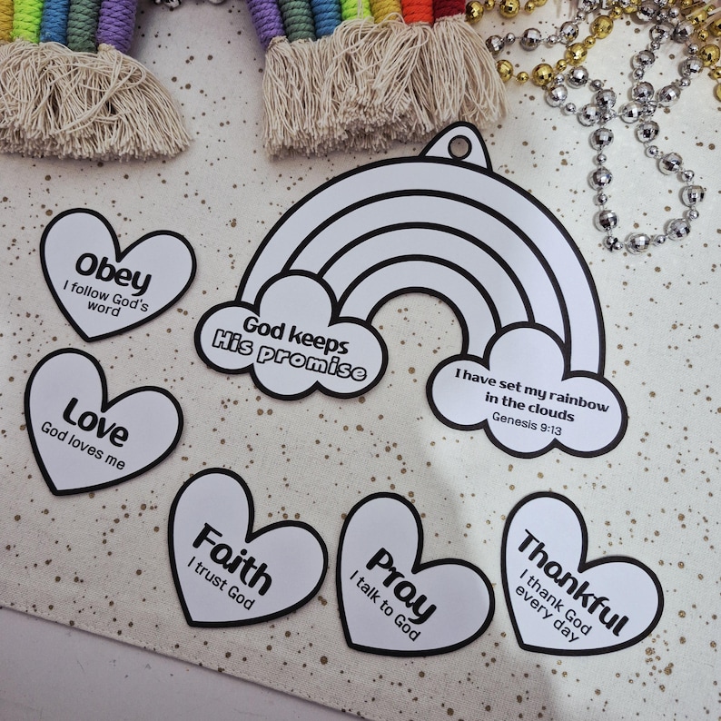God’s Promise Rainbow Mobile Craft Printable Christian Coloring ...