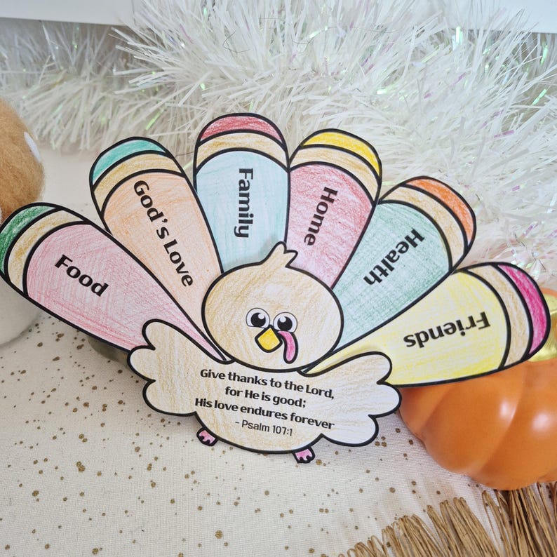 Thanksgiving Bible Craft for Kids, Thankful Turkey Coloring, Sunday ...