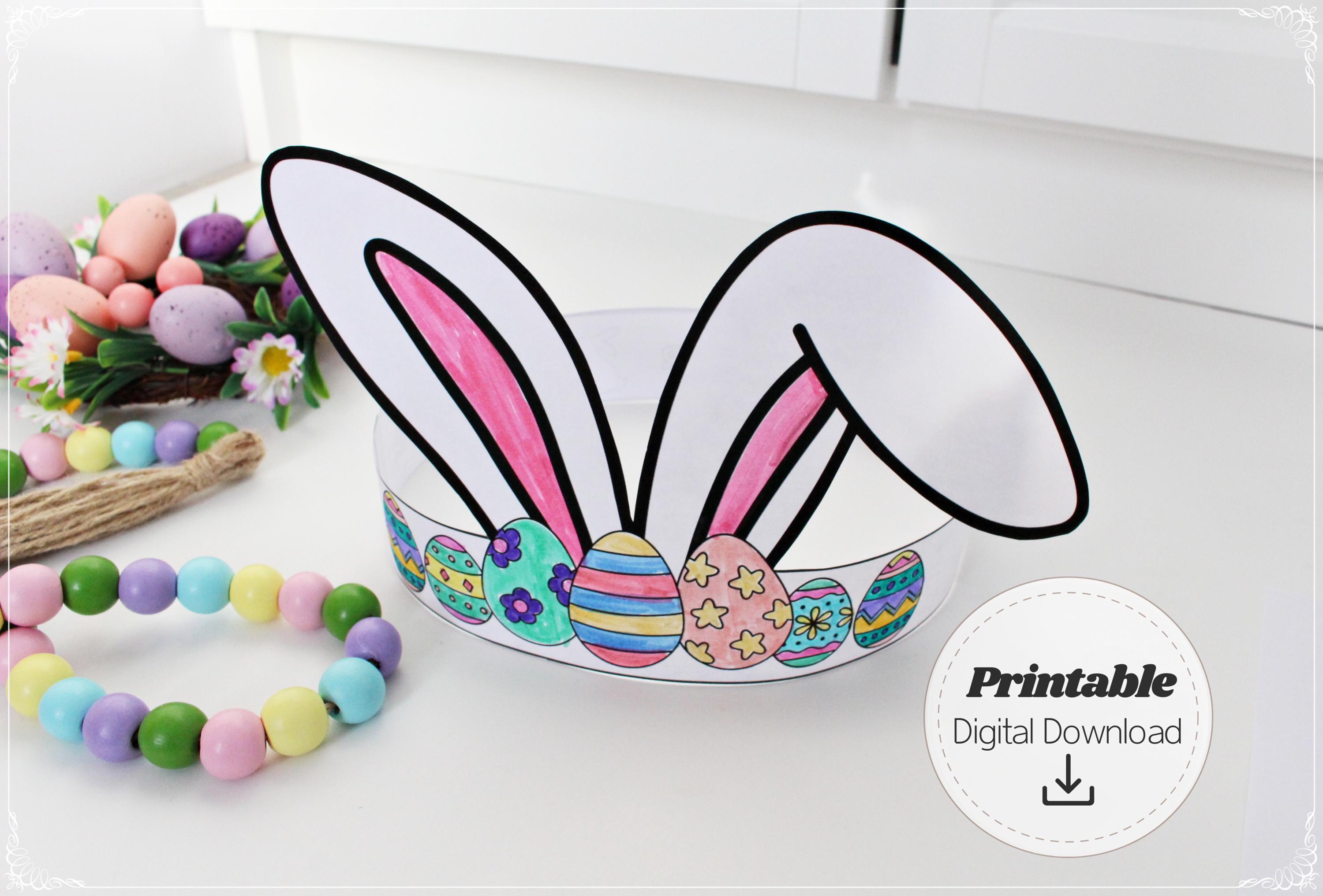 Easter Crafts Activity, Easter Coloring Crown DIY Easter Kids Craft ...