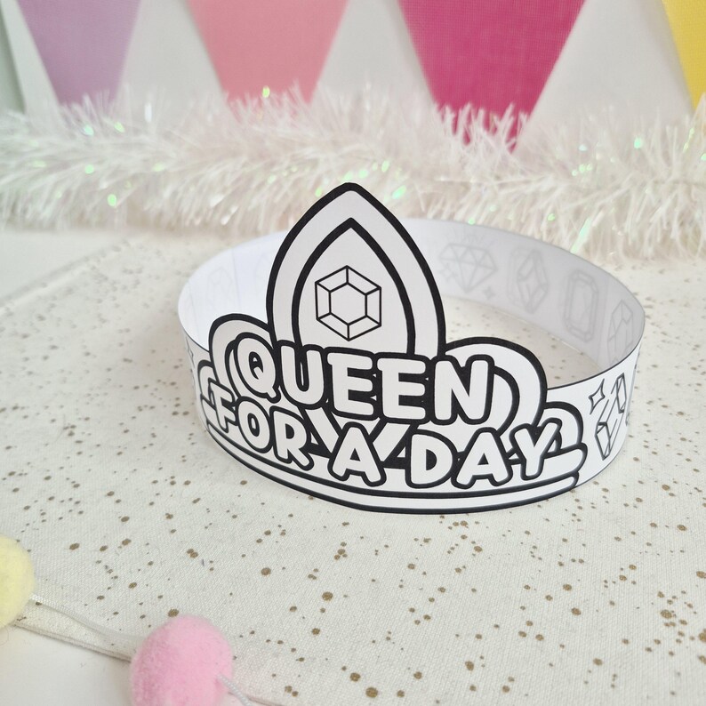 Queen for a Day Crown Craft, Birthday Party Paper Tiara, Bridal Shower ...