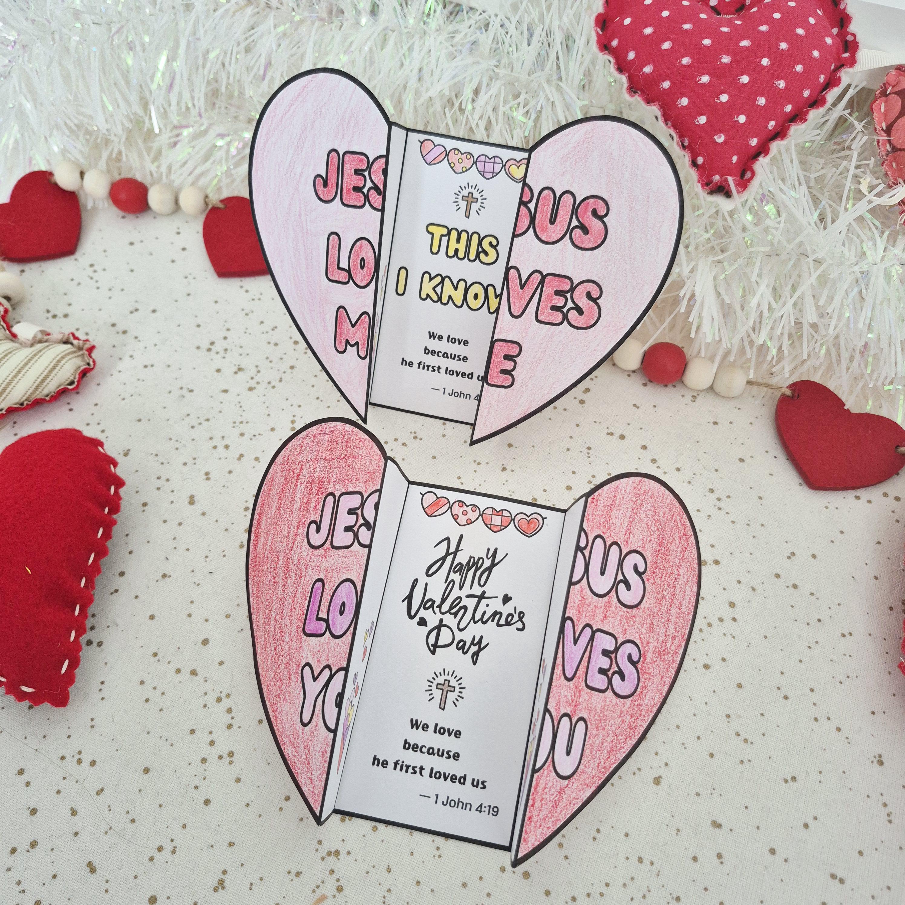 Jesus Loves Me Sunday School Activity | Heart Foldable Card Bible Craft ...