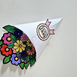 Printable Teacher Flower Bouquet Craft Best Teacher Ever DIY Gift Thank ...