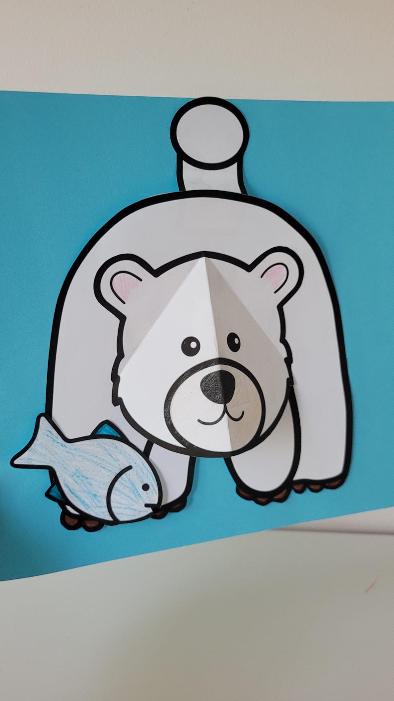 Printable 3D Polar Bear Craft, Winter Animal Paper Craft for Kids, Easy ...