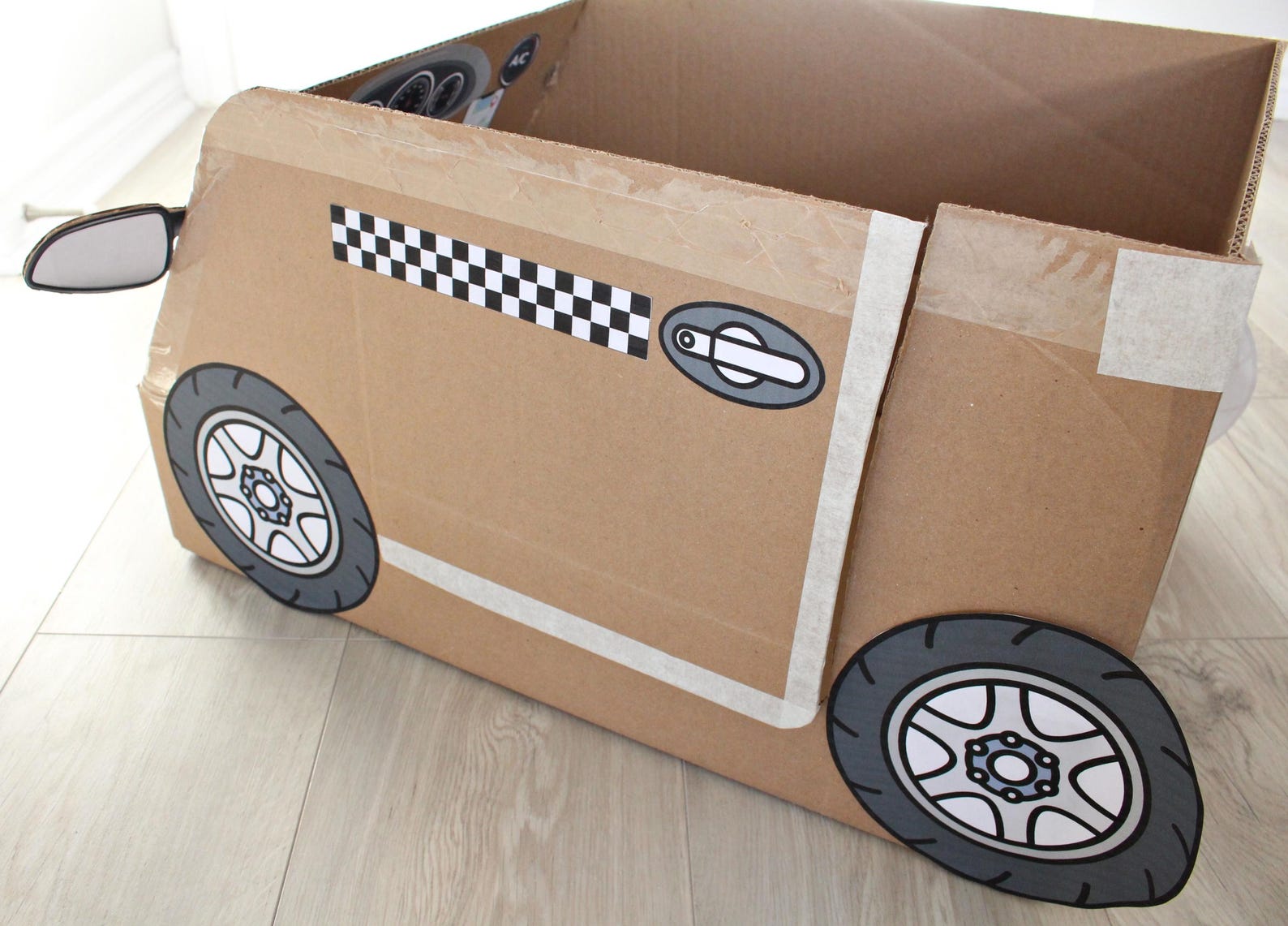 DIY Cardboard Box Car Template Kids Craft Activity Printable PDF Car ...