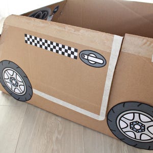 DIY Cardboard Box Car Template Kids Craft Activity Printable PDF Car ...