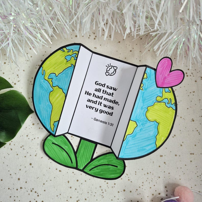 Earth Day Bible Craft Printable, Creation Craft, Christian Activity for ...