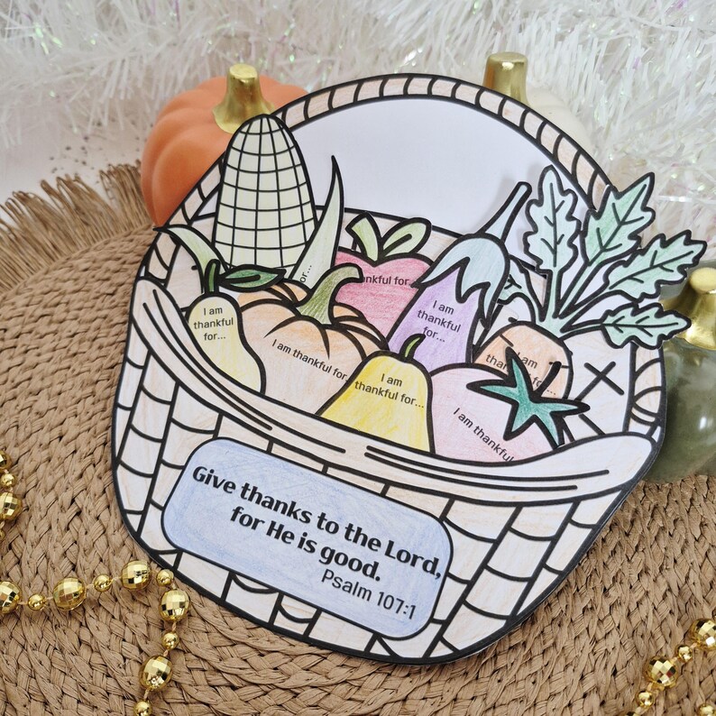 Give Thanks Bible Basket Craft | Printable Thanksgiving Bible Verse ...