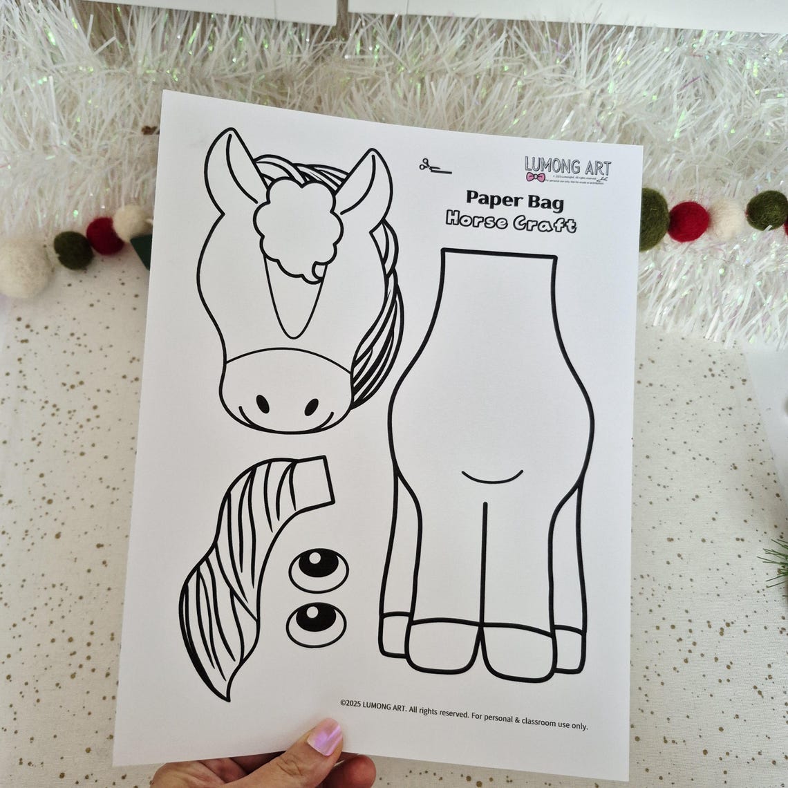 Paper Bag Horse Craft Printable, 2026 Year of the Horse Paper Bag ...