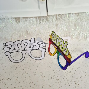 Happy New Year 2026 Paper Glasses Craft Printable, New Year Coloring ...