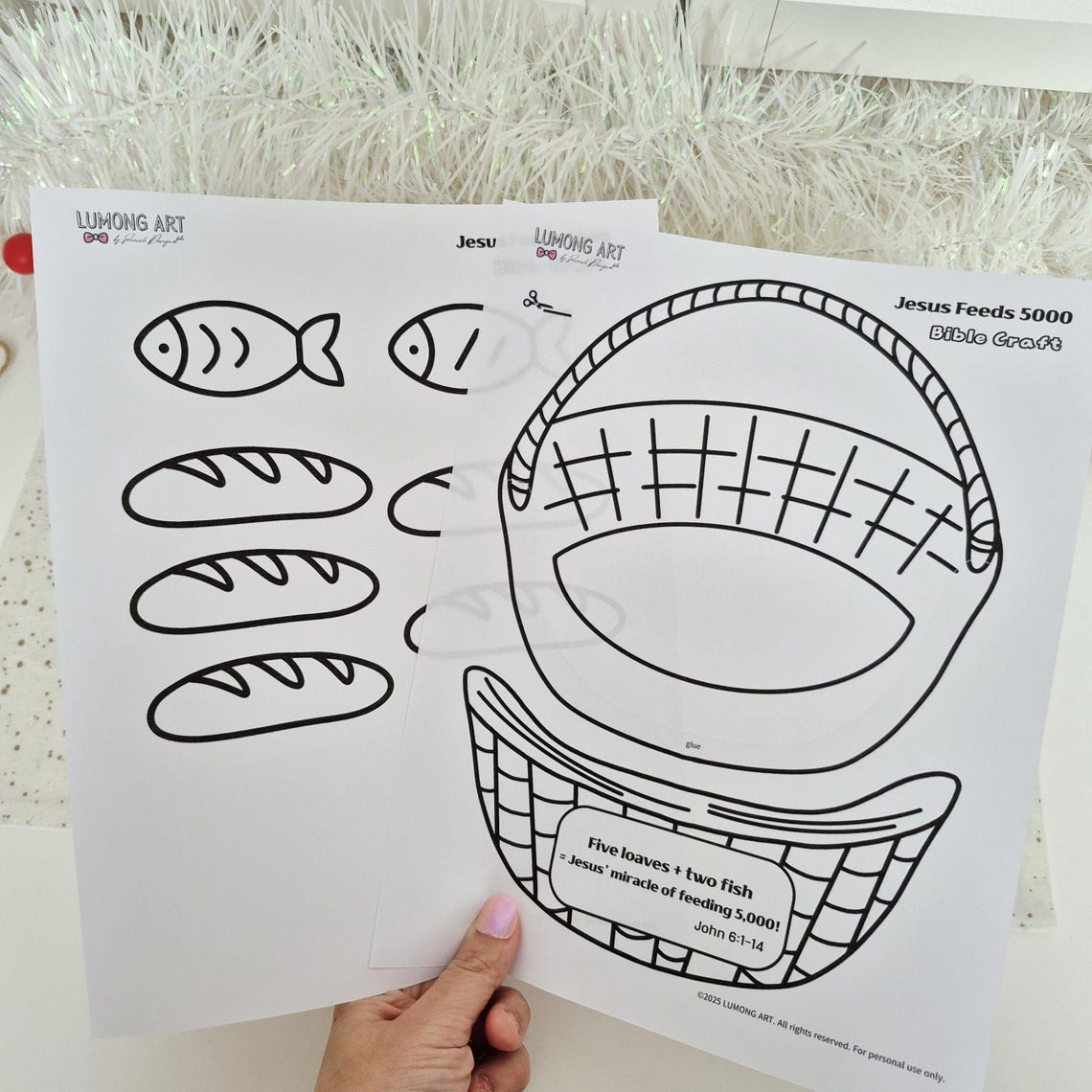 Loaves and Fishes Bible Story Craft | Jesus Feeds 5000 Printable Basket ...