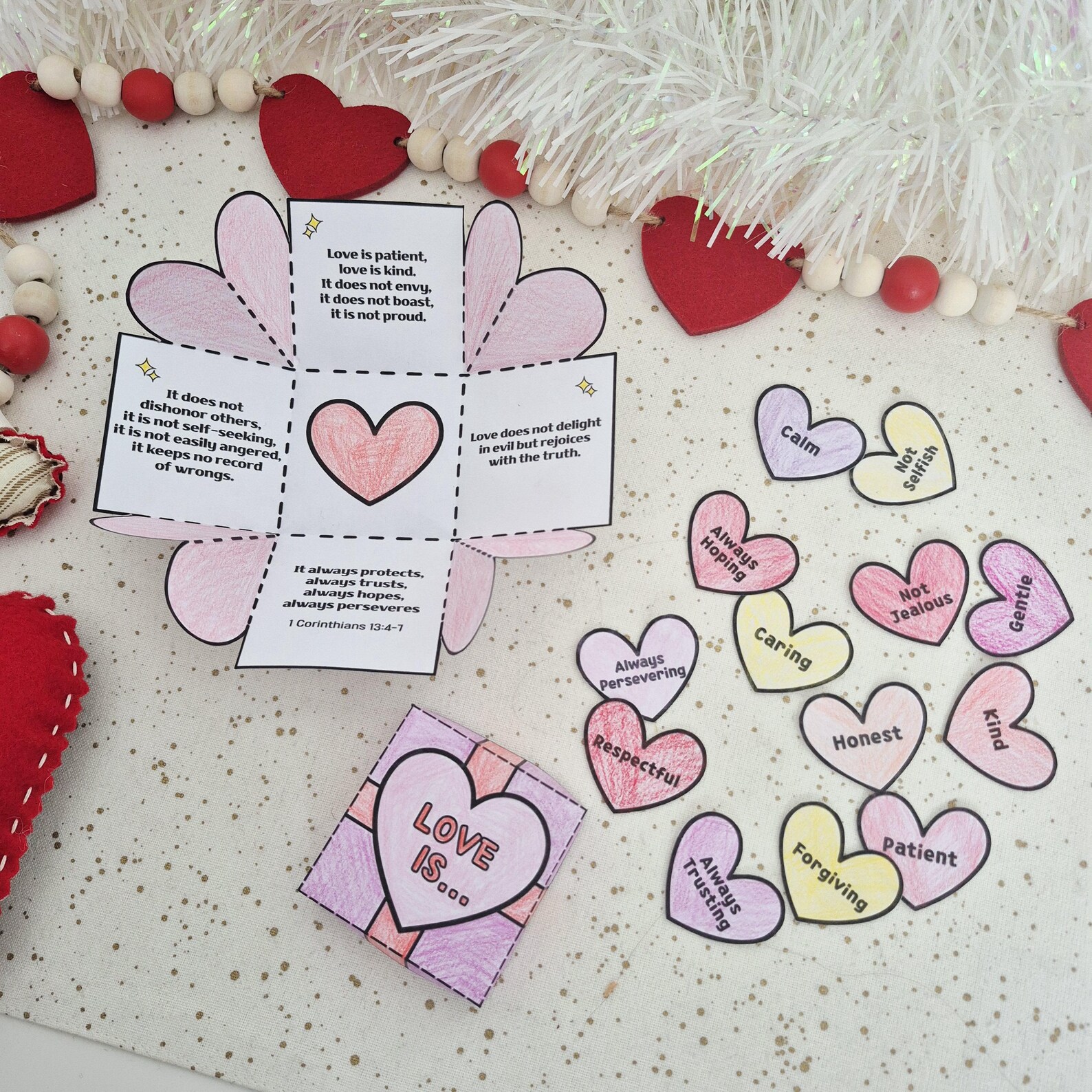 Love Is… Christian Heart Box Craft Printable | 1 Corinthians 13 ...