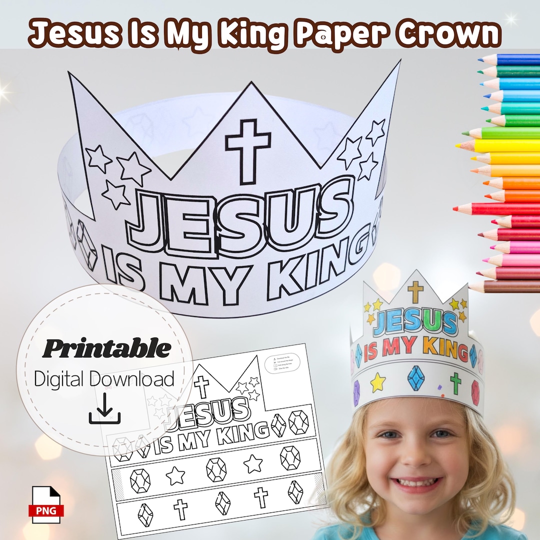 Jesus is My King Crown Printable | Christian Kids Paper Craft | Sunday ...