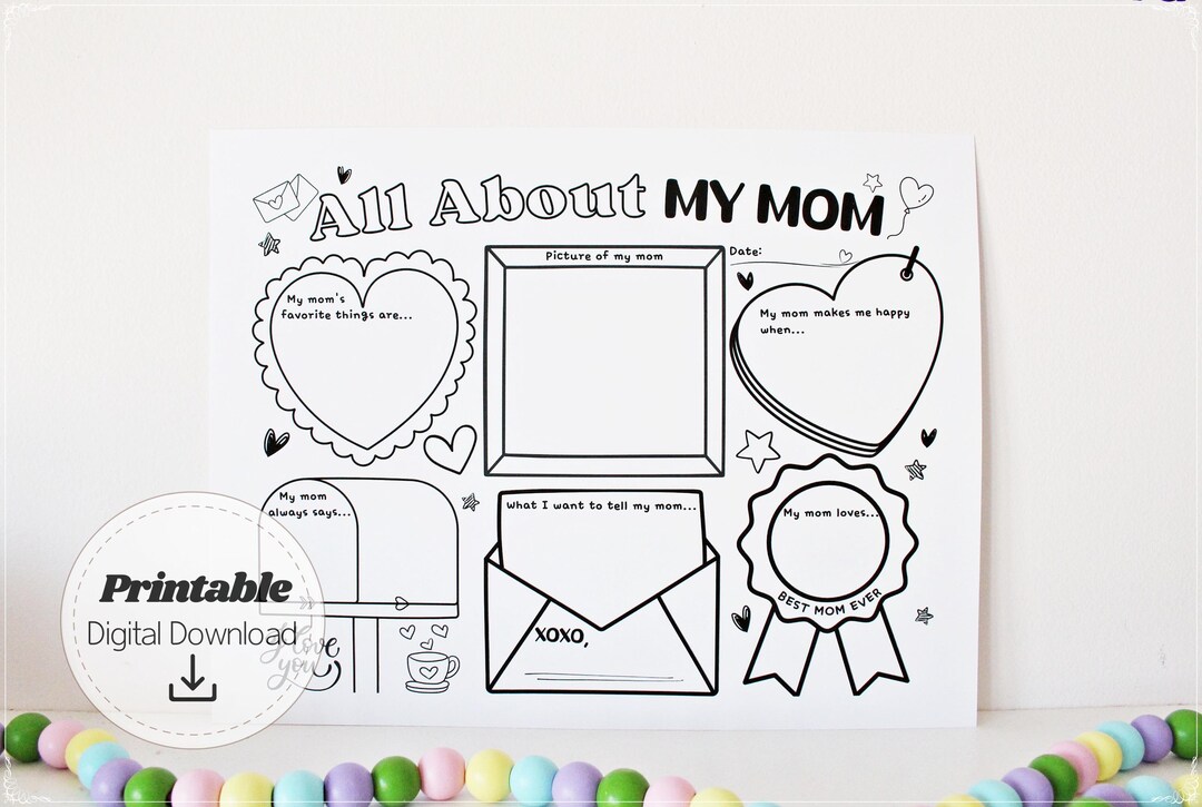 All About My Mom Printable Mother's Day Activity Sheet Kids Classroom ...