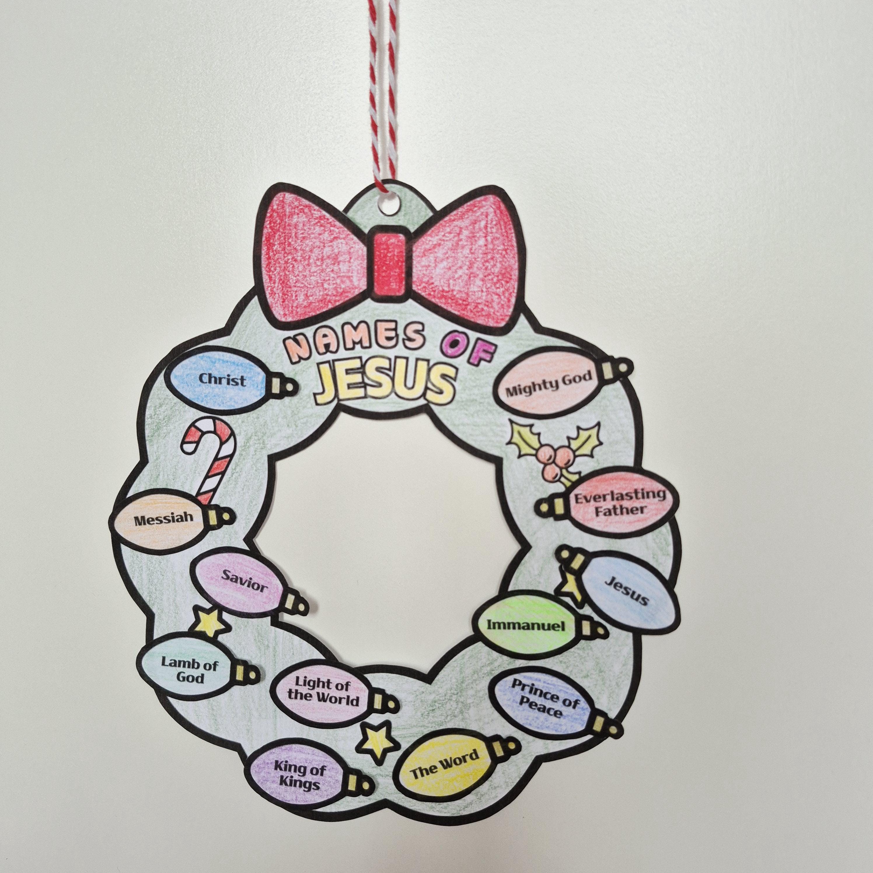 Names of Jesus Wreath Craft | Christmas Bible Printable for Kids ...