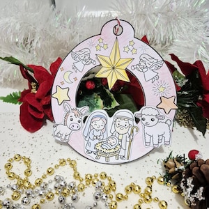 Nativity Wreath Craft Printable | Christmas Activity for Kids, Sunday ...