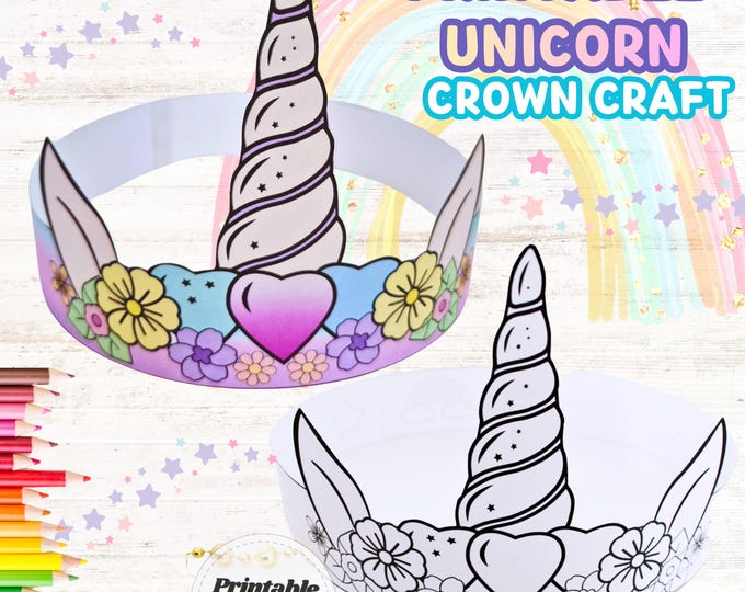 Printable Unicorn Birthday Crown | Instant Download DIY Party Hat for ...