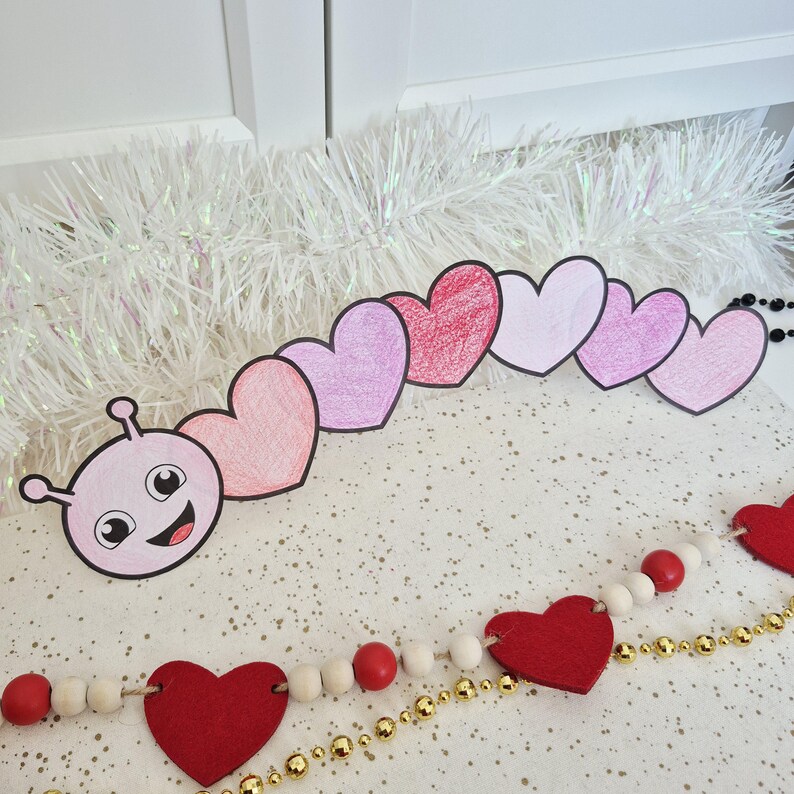 Heart Caterpillar Craft for Kids | Valentine’s Day Coloring Activity ...