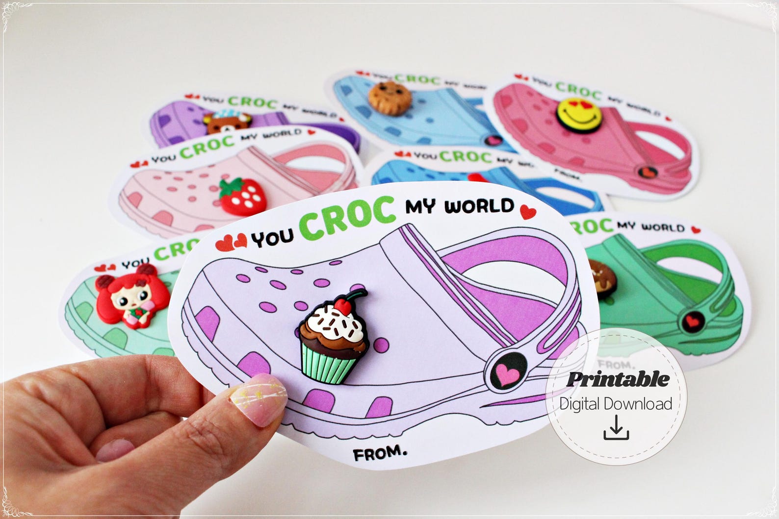 Croc Valentine's Day Shoe Charm Classroom Valentines Day Printable ...