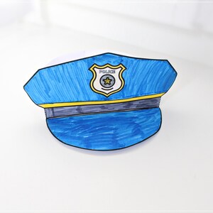 Police Hat Crown Printable Community Helper Craft Coloring DIY Paper ...