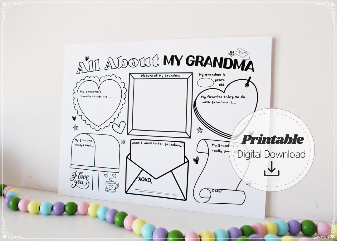 All About My Grandma Printable Grandparent's Day Activity Kids ...
