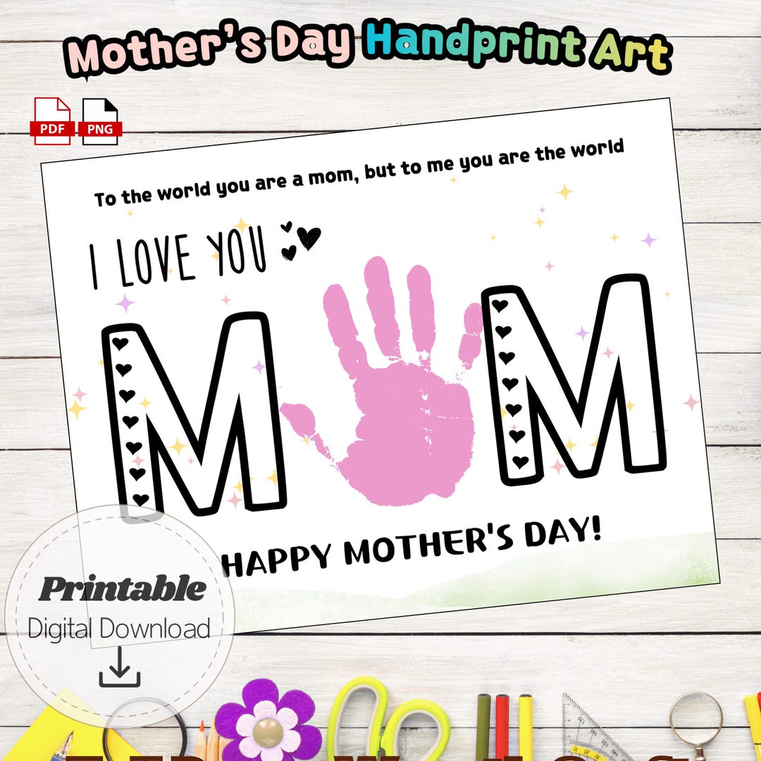 MOM Handprint Art: Mother's Day Gift for Mom, Keepsake Craft for Kids ...