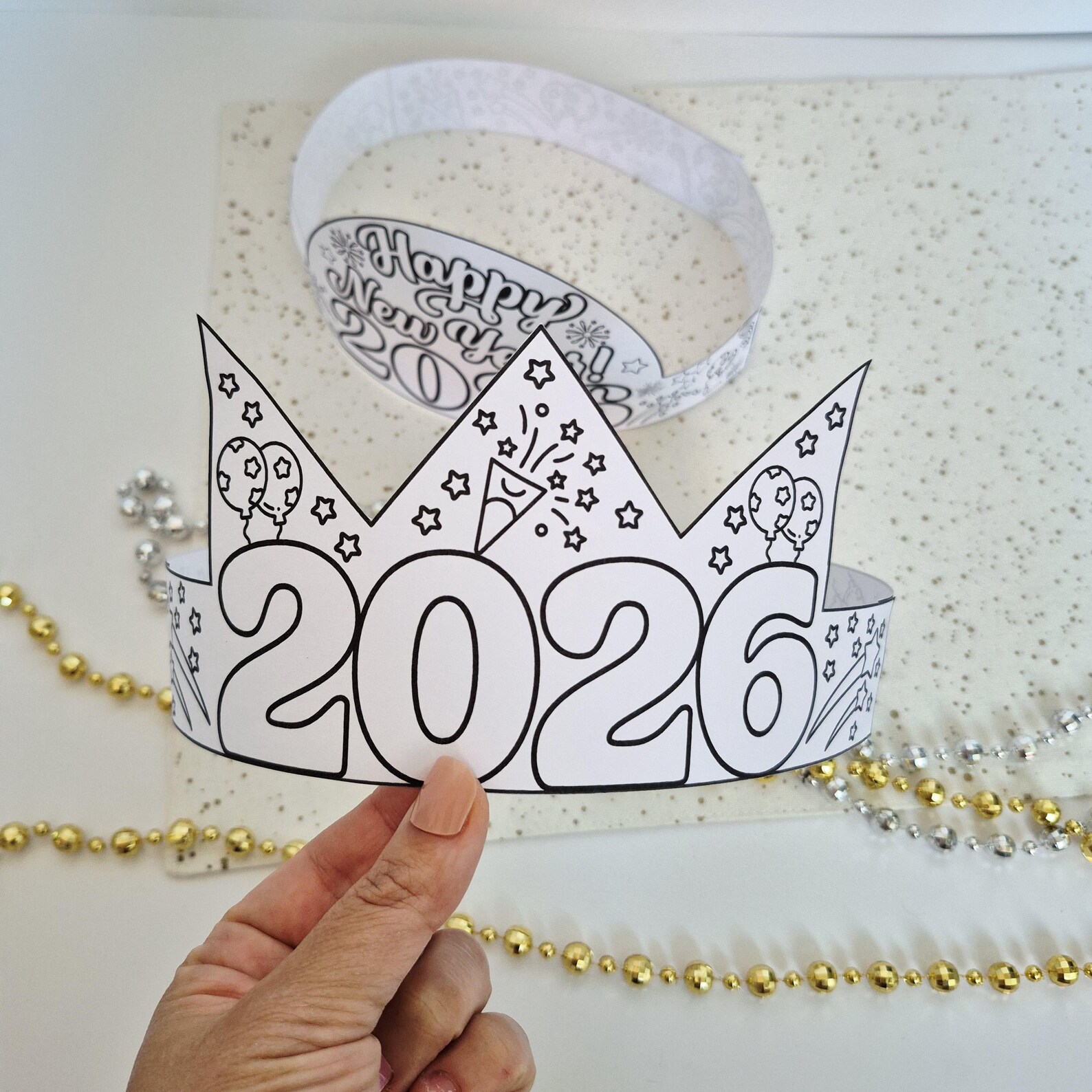 2026 New Year Paper Crown Printable DIY Coloring Craft Kids Activity ...