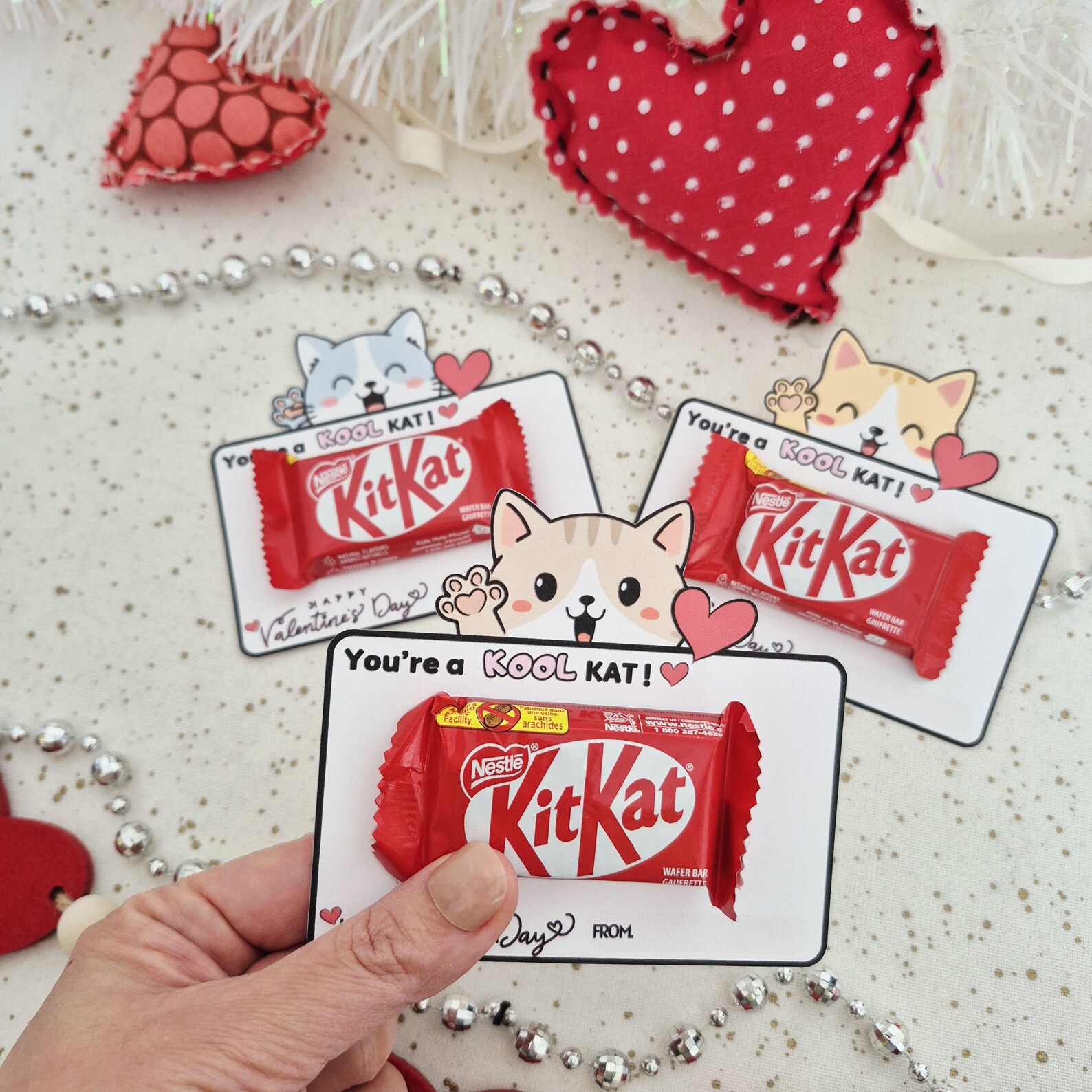 Printable Kool Kat Valentine Card – Cat-themed Classroom Treat Tag for ...