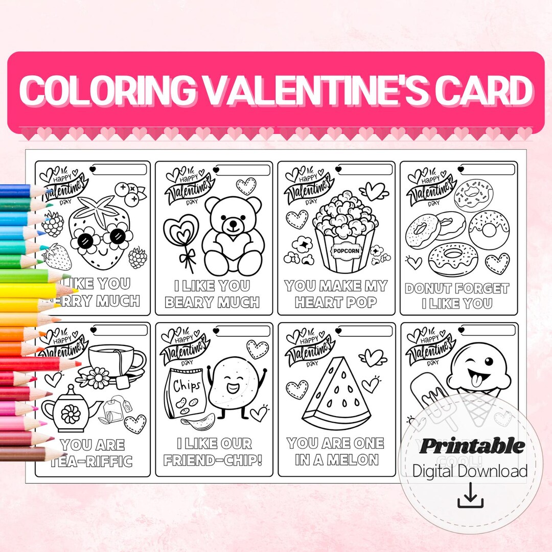 Printable Valentine's Day Cards for Kids, Valentine Coloring Kids ...