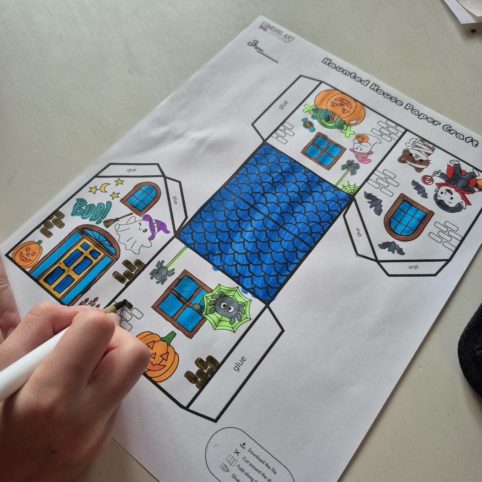 Haunted House Paper Craft Printable, Fun 3D Halloween Activity for Kids ...