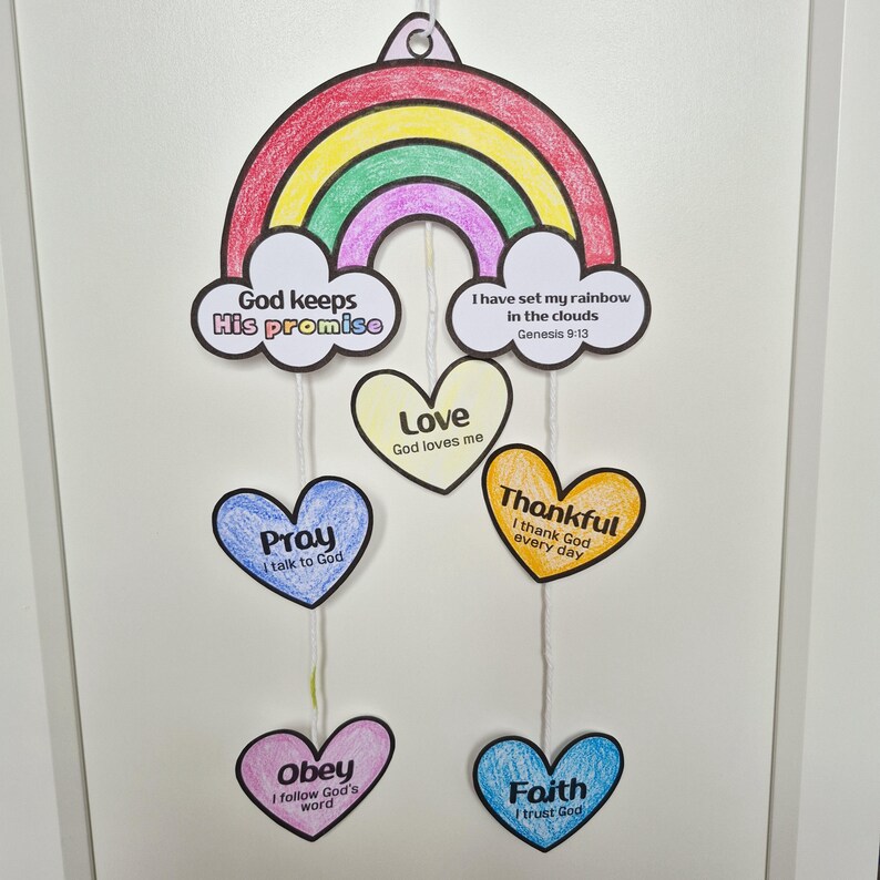 God’s Promise Rainbow Mobile Craft Printable Christian Coloring ...