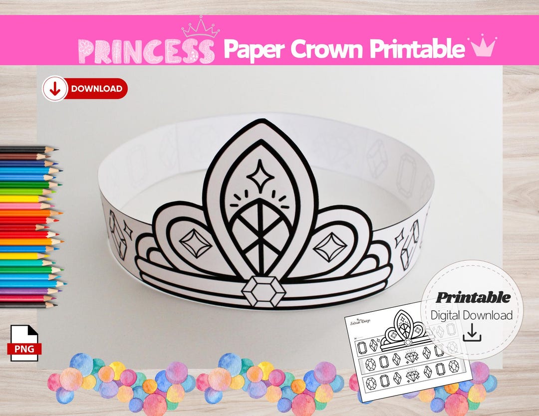 Paper Princess Crown Template Printable Kids Paper Tiara Craft DIY ...