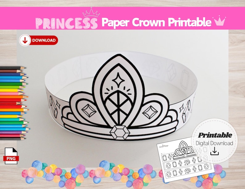 Paper Princess Crown Template Printable Kids Paper Tiara Craft DIY ...
