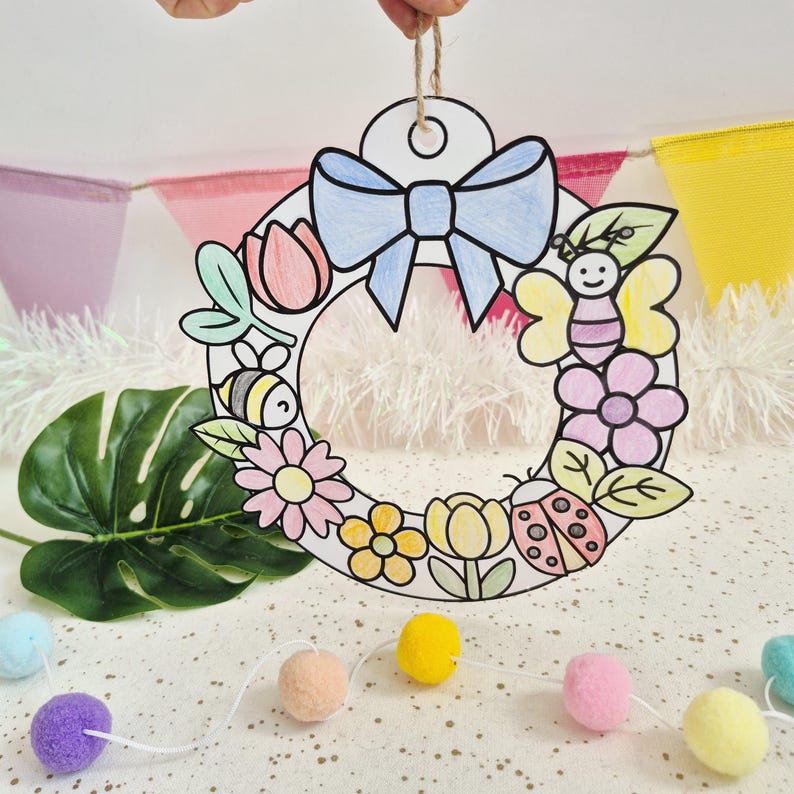 Spring Wreath Craft, Cut and Paste Craft for Kids, Preschool ...
