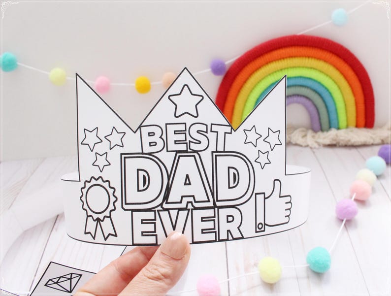 Father's Day Crown Printable Best Dad Ever DIY Paper Crown Craft for ...