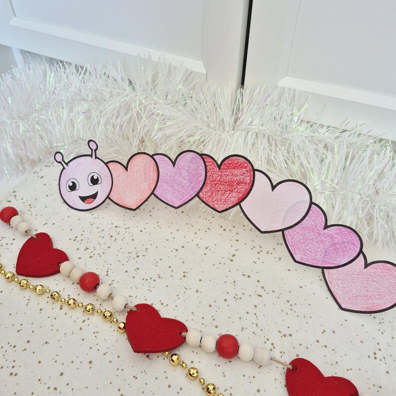 Heart Caterpillar Craft for Kids | Valentine’s Day Coloring Activity ...